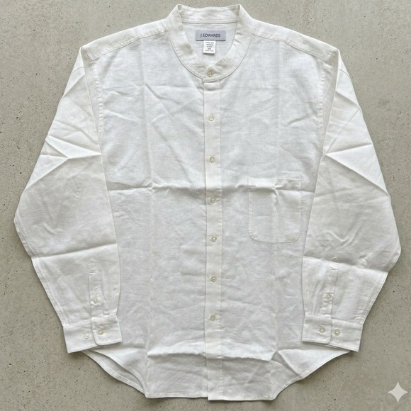 J. Edwards | Shirts | New J Edwards Linen Shirt Mens 2xl White Band ...